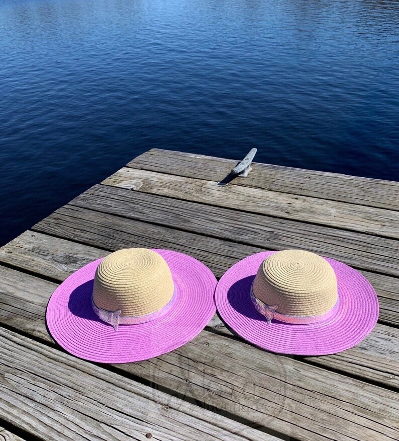 Little Girls Monogram Floppy Beach Hat | Toddler Beach Hats | Straw Hat ...