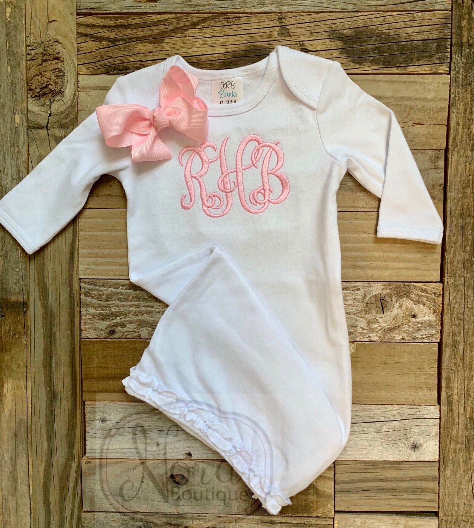Monogram Baby Girl Gown- Personalized Baby Gown- Baby Girl Take Home ...