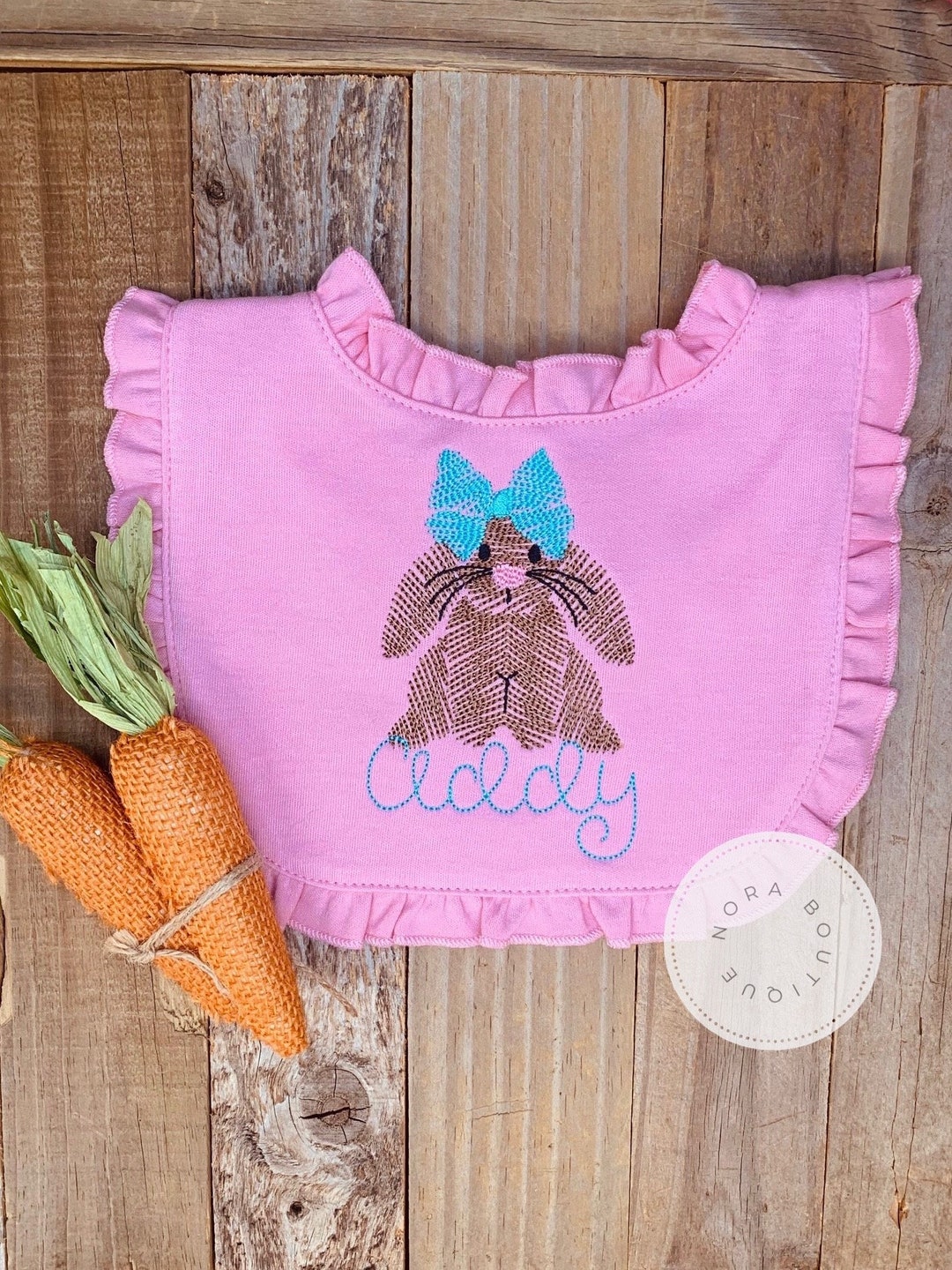 Personalized Baby Girl Easter Ruffle Bib Baby Girl Easter Bib ...