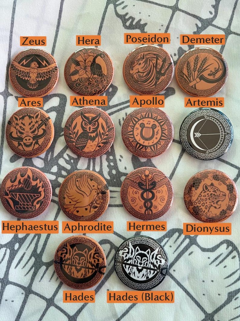 Percy Jackson Cabin Button Pins - Etsy