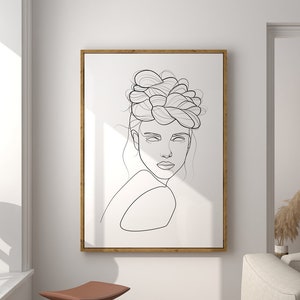 Abstract Line Illustration, Minimalist Woman Art, Hairstyle ...