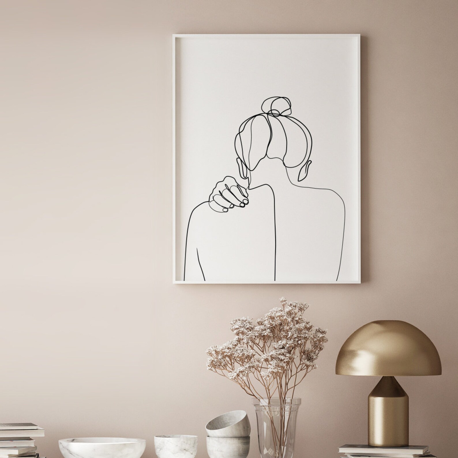 Woman back drawing Female art print One line art Printable | Etsy