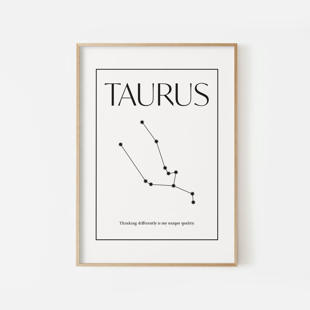 Taurus Constellation Print, Minimalist Modern Poster, Zodiac Sign Wall ...