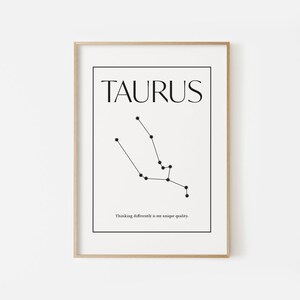 Taurus Constellation Print: Minimalist Zodiac Wall Art (digital ...