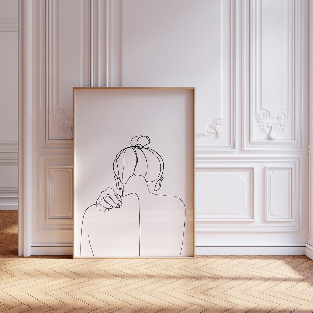 Woman Back Drawing, Female Art Print, One Line Art, Printable Wall Art ...