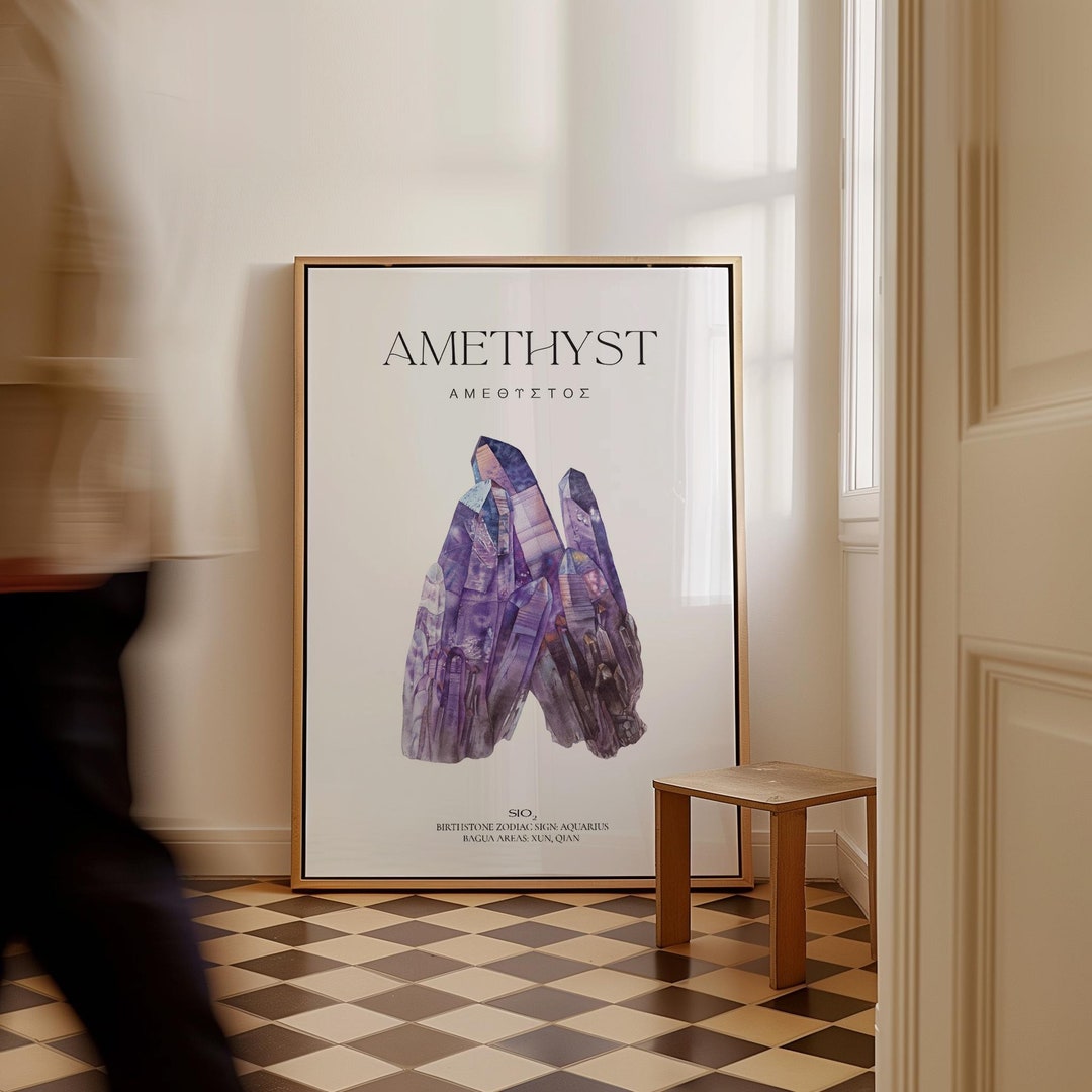 Amethyst Printable Poster, Crystal Wall Art, Aquarius Birthstone ...