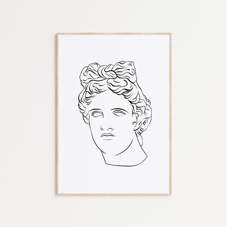 Apollo Statue Line Art Printable Sculpture Art Apollo Art | Etsy