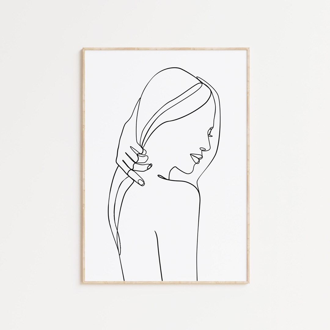 Woman Art, Printable Wall Art, Female Line Art, Line Art Poster, Female ...