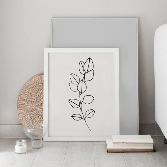 Eucalyptus print Printable eucalyptus line drawing Leaves | Etsy