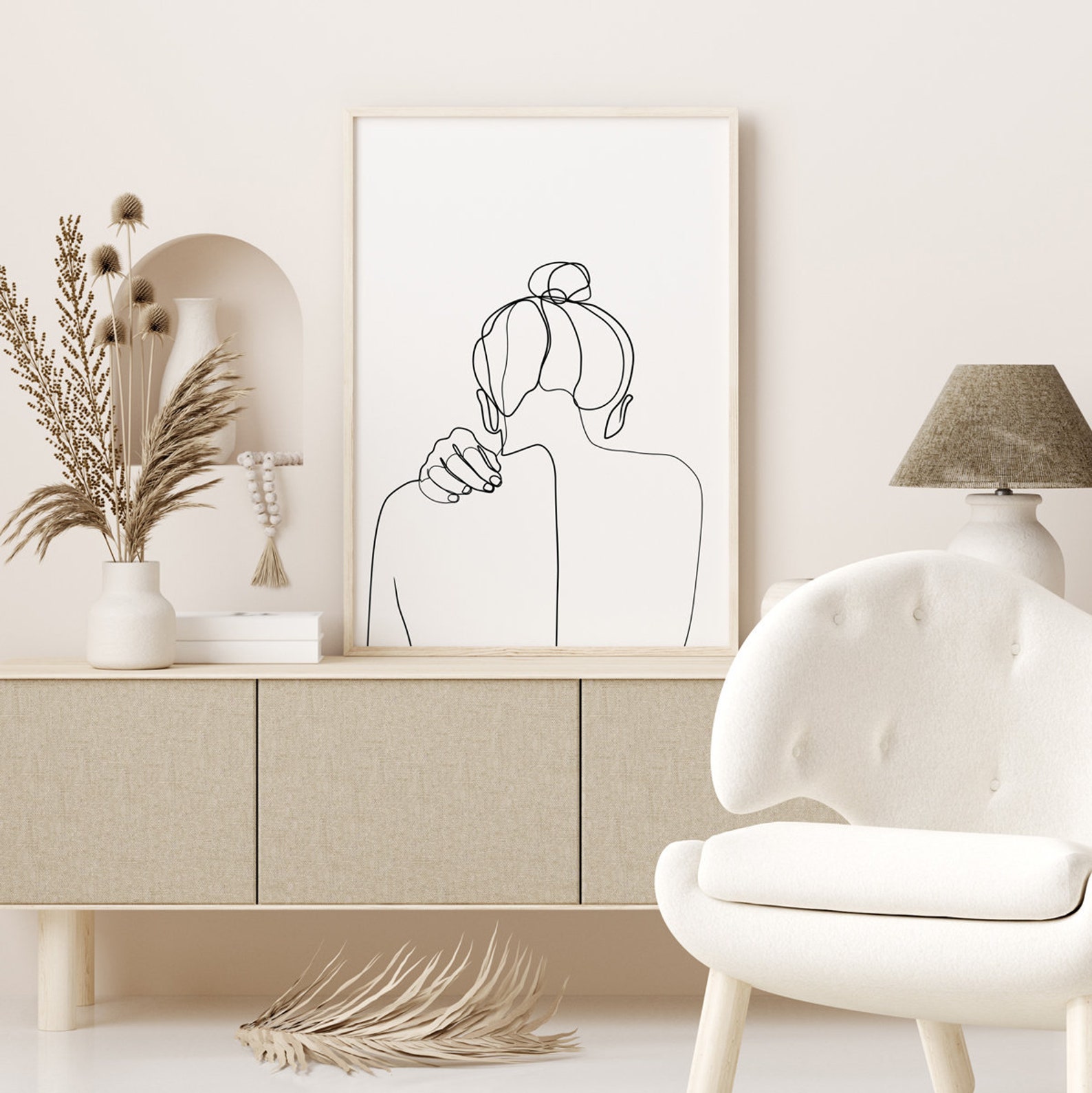 Woman back drawing Female art print One line art Printable | Etsy