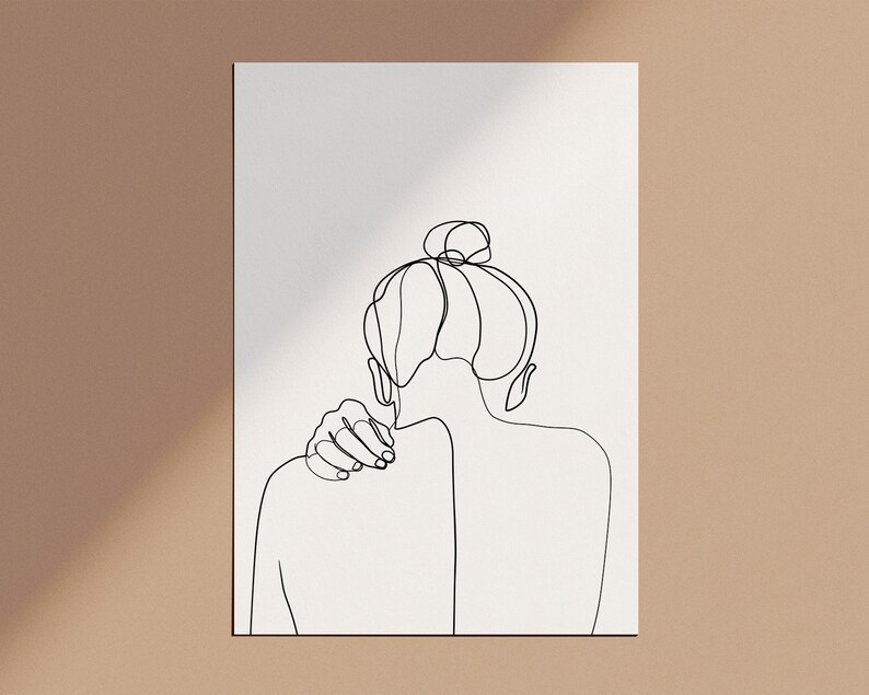 Woman back drawing Female art print One line art Printable | Etsy