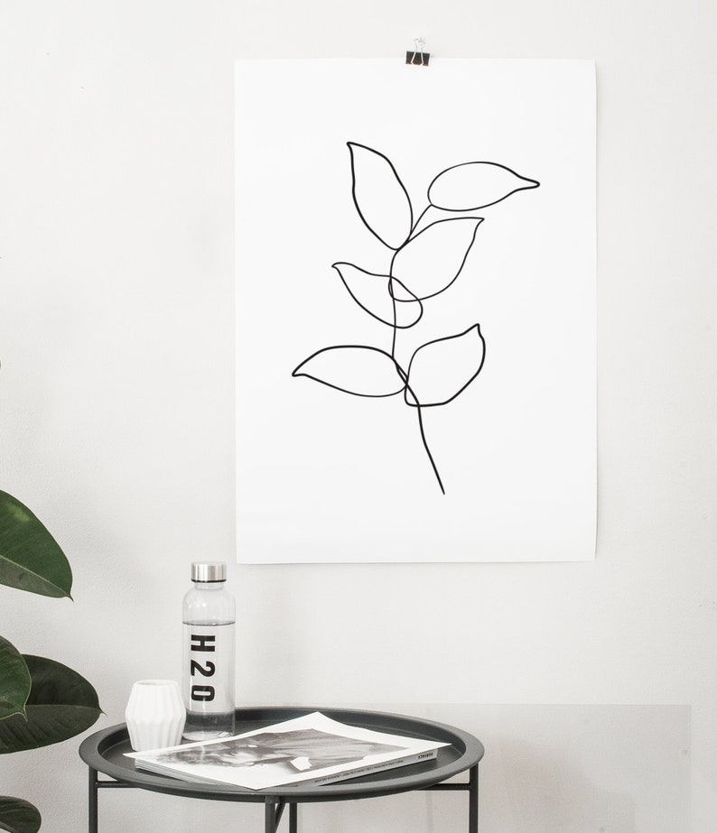 Printable botanical poster Botanical line drawing Minimalist | Etsy