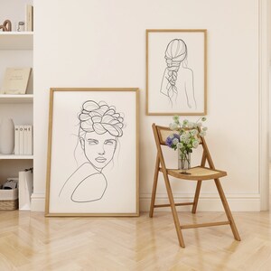 Abstract Line Illustration, Minimalist Woman Art, Hairstyle ...