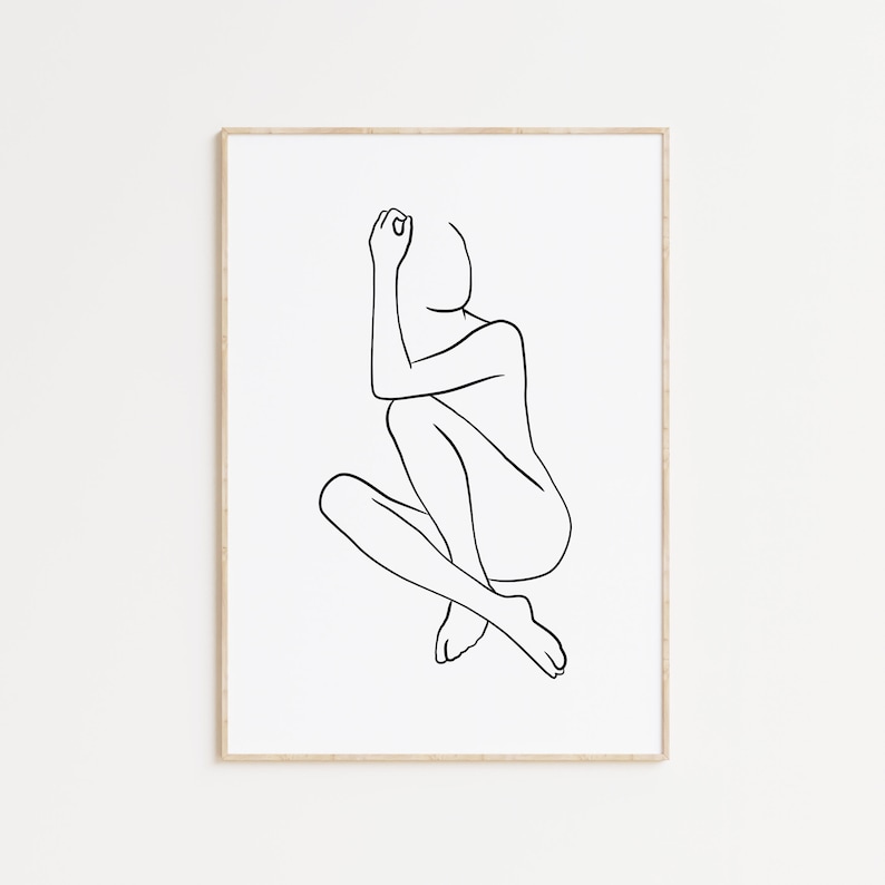 Line Drawing PRINTABLE Line Art Female Body Female Pose - Etsy