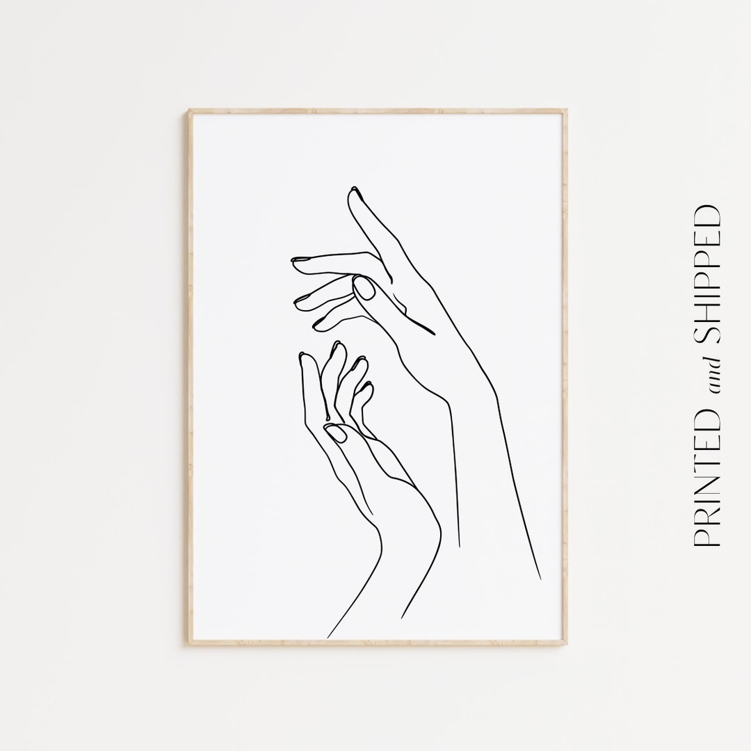 Female Hands Line Drawing Poster Simple Hands Drawing Hands - Etsy