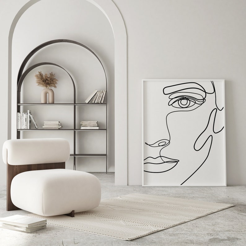 Abstract Face Line Drawing Printable Female Form Art Poster Etsy