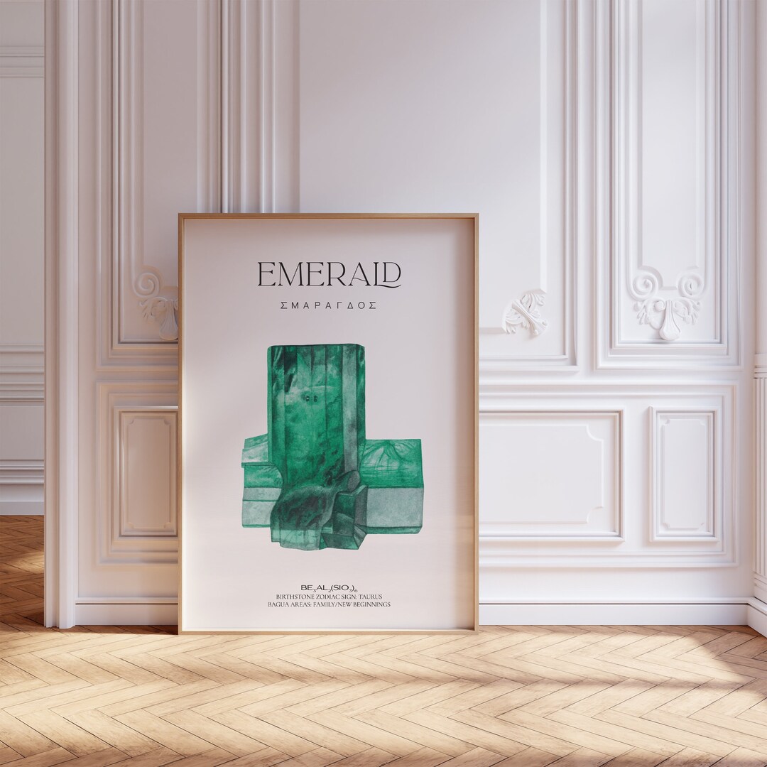 Emerald Printable Poster, Crystal Wall Art, Taurus Birthstone, Taurus ...