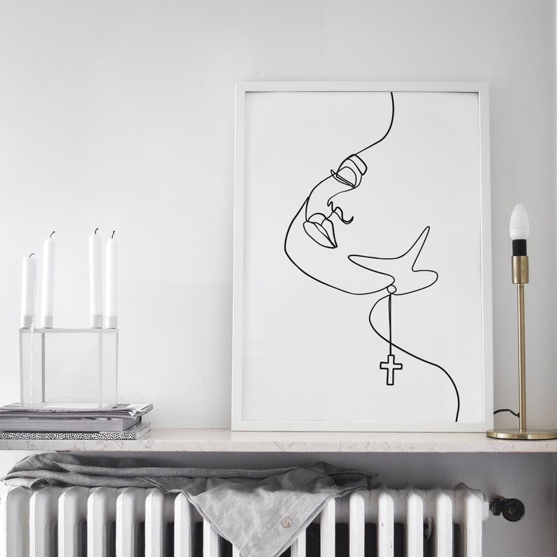 Woman With Earring PRINTABLE Line Art Abstract Face Line | Etsy