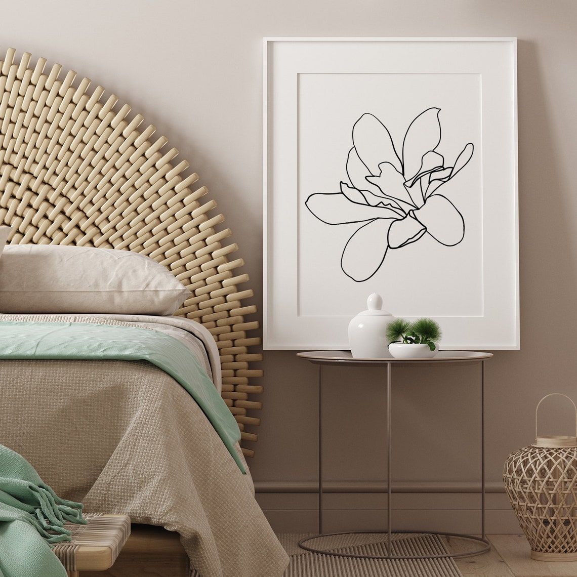Abstract Magnolia Flower Print Printable Flower Line Art - Etsy