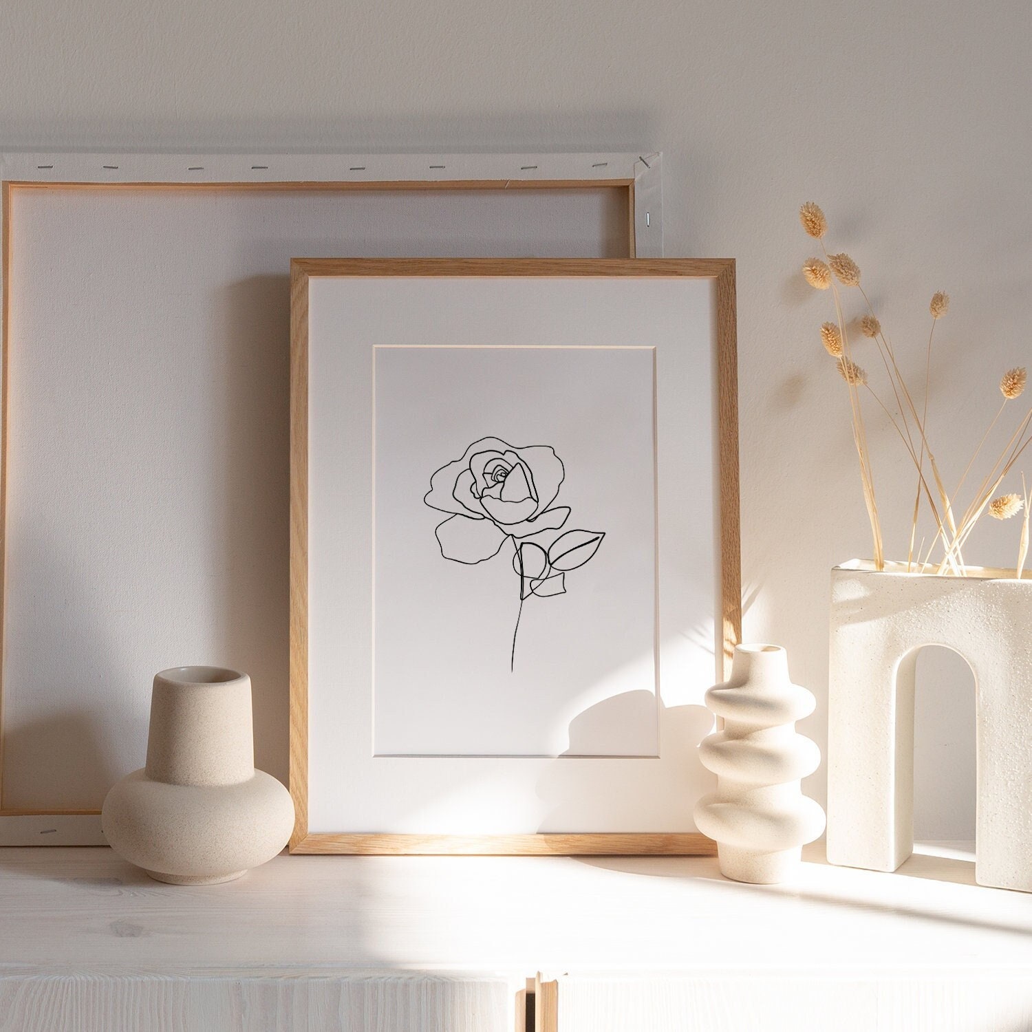 Rose Line Drawing Printable Flower Rose Line Art One Line - Etsy