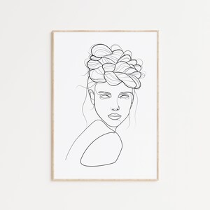 Abstract Line Illustration, Minimalist Woman Art, Hairstyle ...