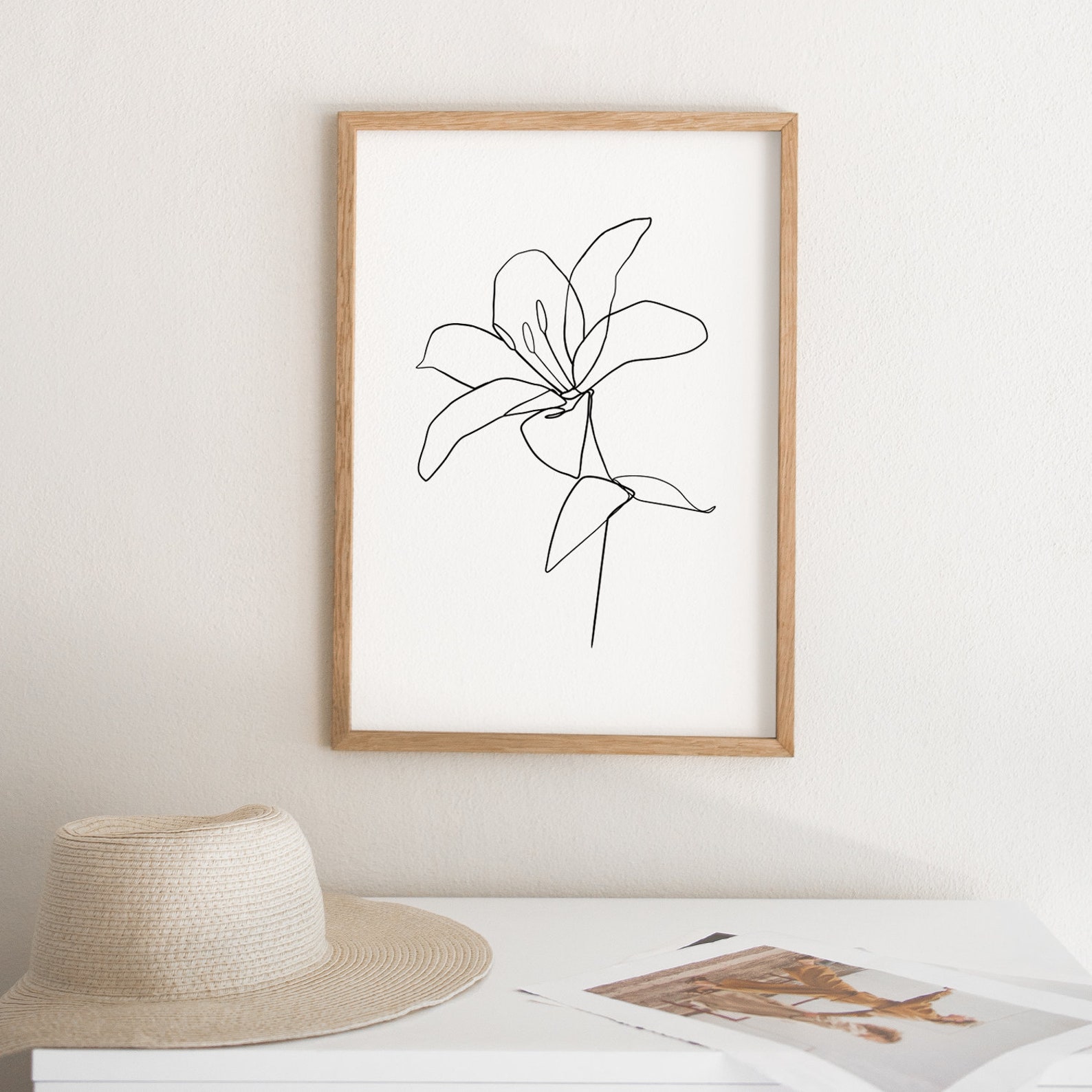 Minimalist Flower Drawing Botanical Drawing Abstract Flower | Etsy