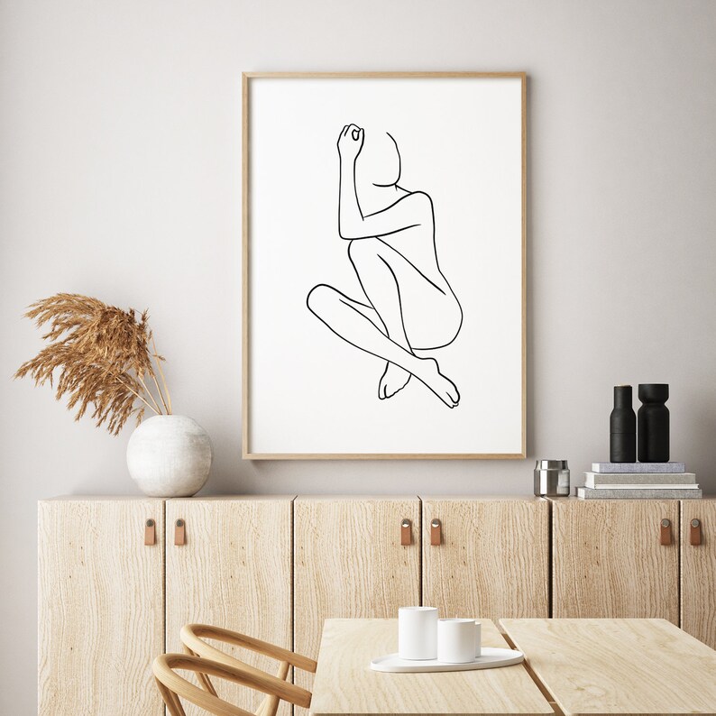 Line Drawing PRINTABLE Line Art Female Body Female Pose | Etsy