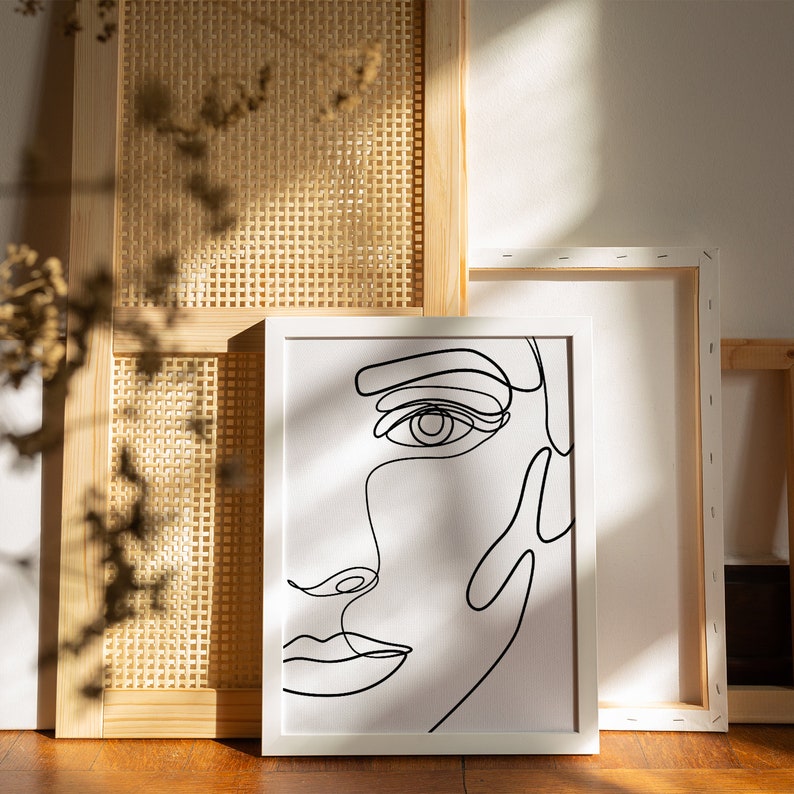 Abstract Face Line Drawing Printable Female Form Art Poster Etsy