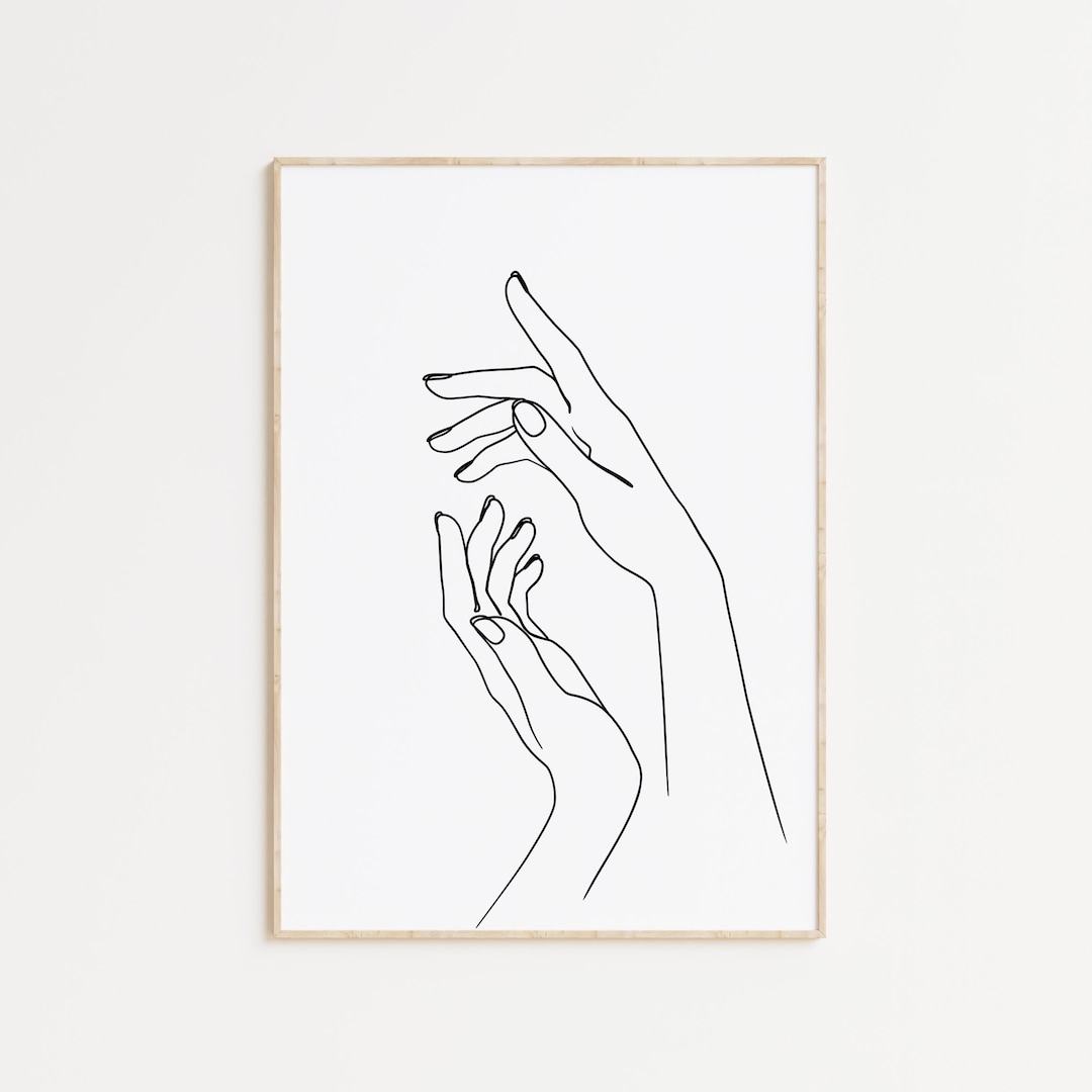 Female Hands Line Drawing, Printable Line Art, Hands Drawing, Hands ...