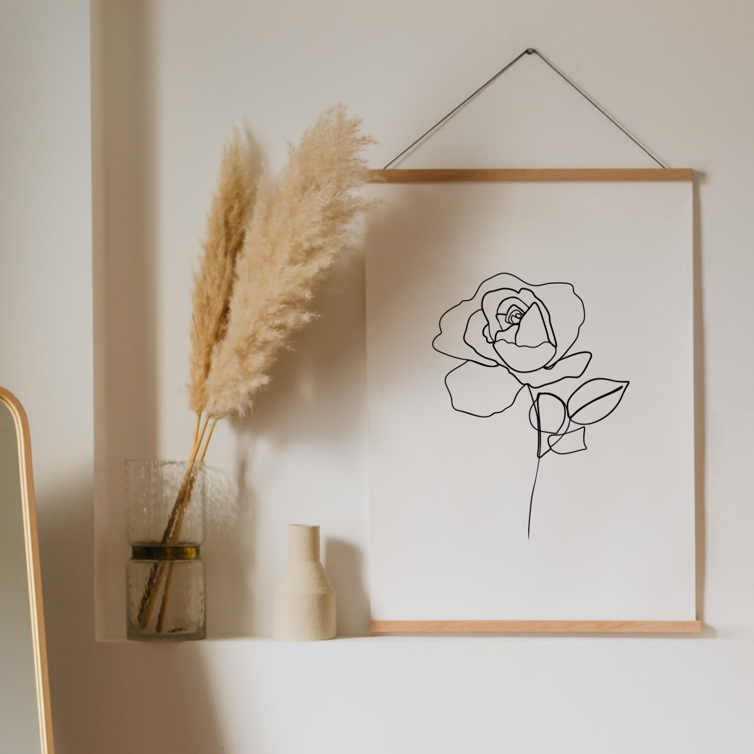 Rose line drawing Printable flower Rose line art One line | Etsy