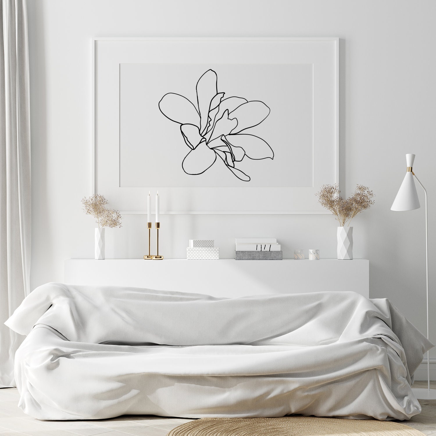 Abstract Magnolia Flower Print Printable Flower Line Art - Etsy