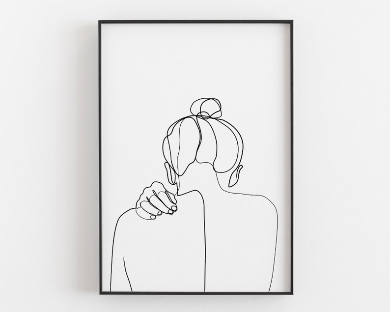 Woman back drawing Female art print One line art Printable | Etsy