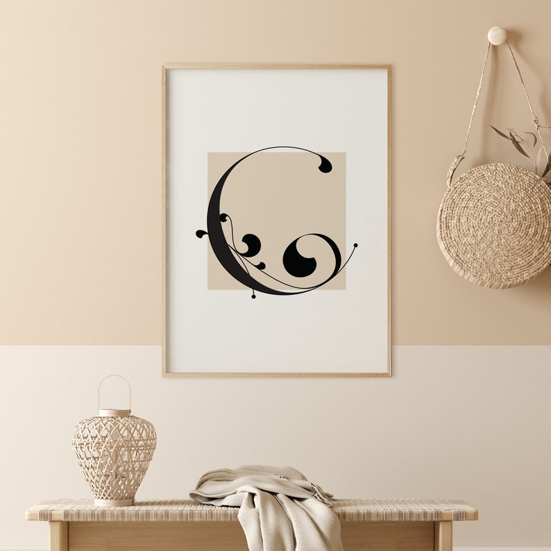 Letter C Wall Decor Printable Initial Wall Art Monogram - Etsy