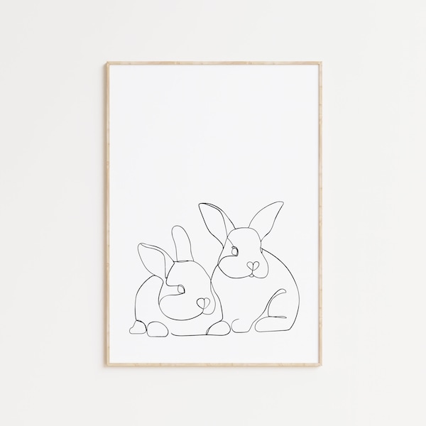 Rabbit Line Art - Etsy