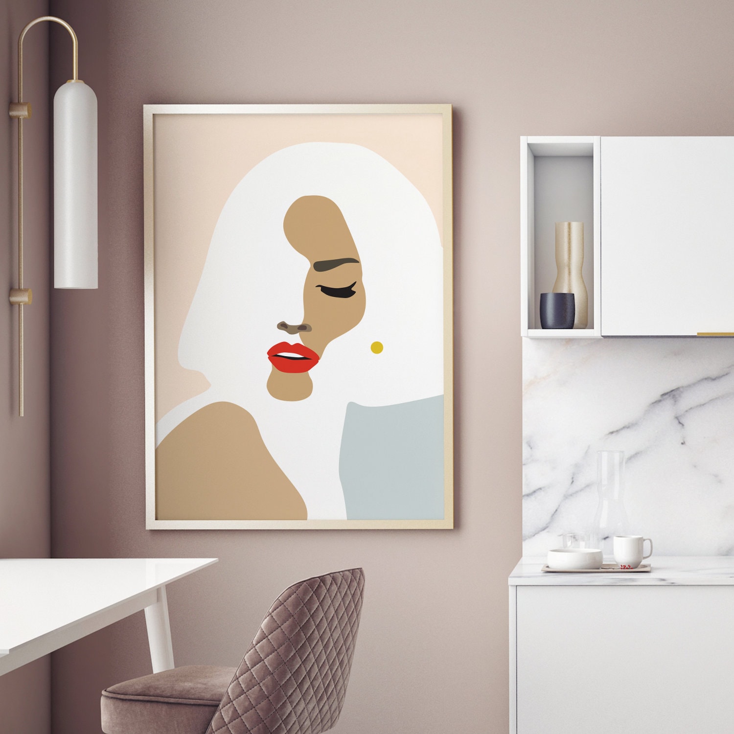 Abstract Female Face Illustration PRINTABLE, Minimal Face Drawing ...