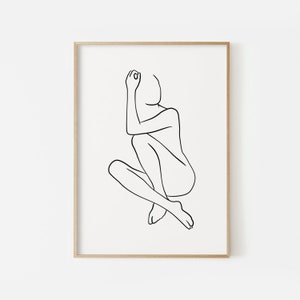 Line Drawing PRINTABLE Line Art Female Body Female Pose | Etsy