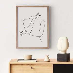 Abstract Female Hands Line Drawing, Printable Hands Wall Art, Woman Art ...