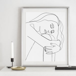 Line drawing woman One line art Woman wall art Ink drawing | Etsy