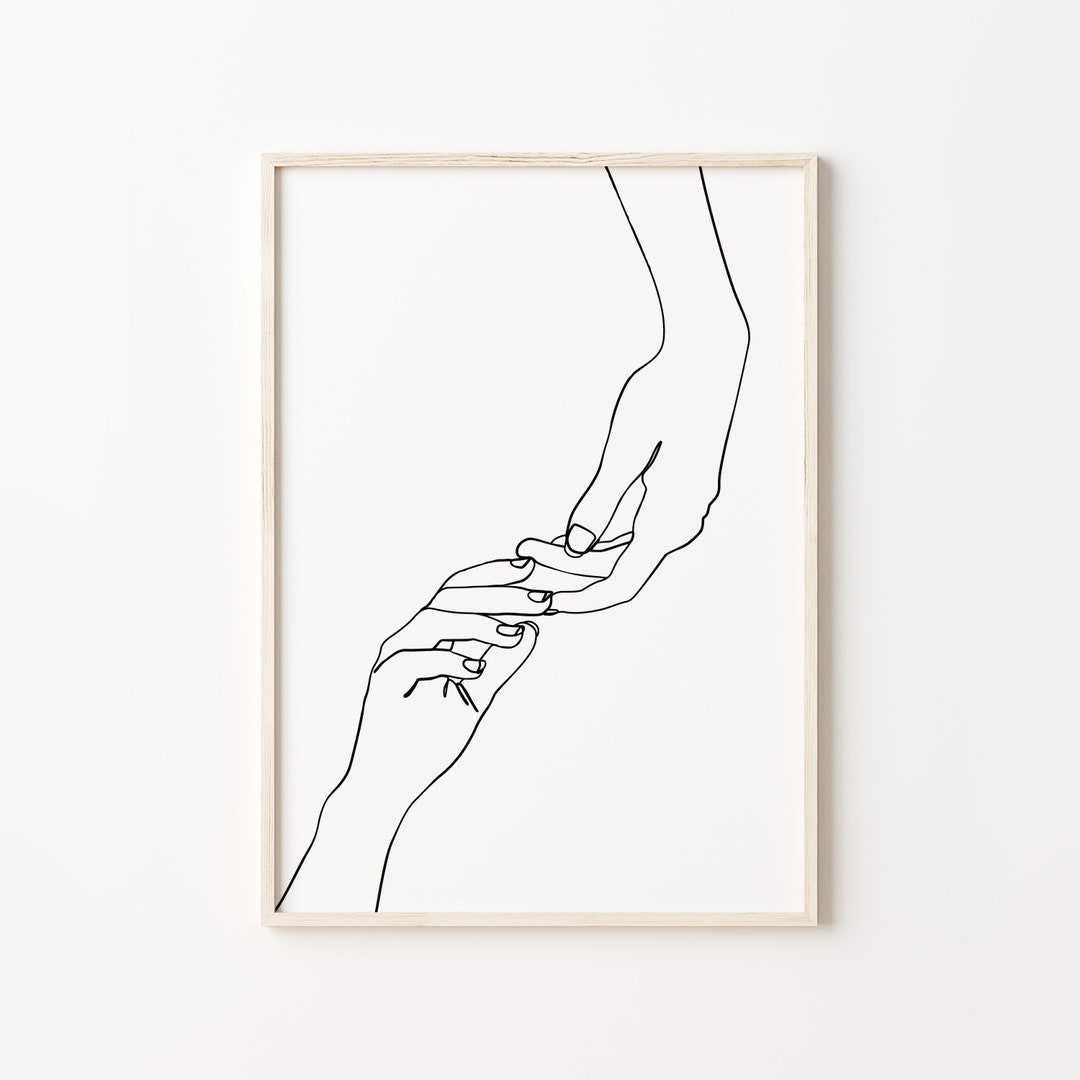Woman Hands Print, Printable Hands Line Art, Abstract Hands, Continuous ...