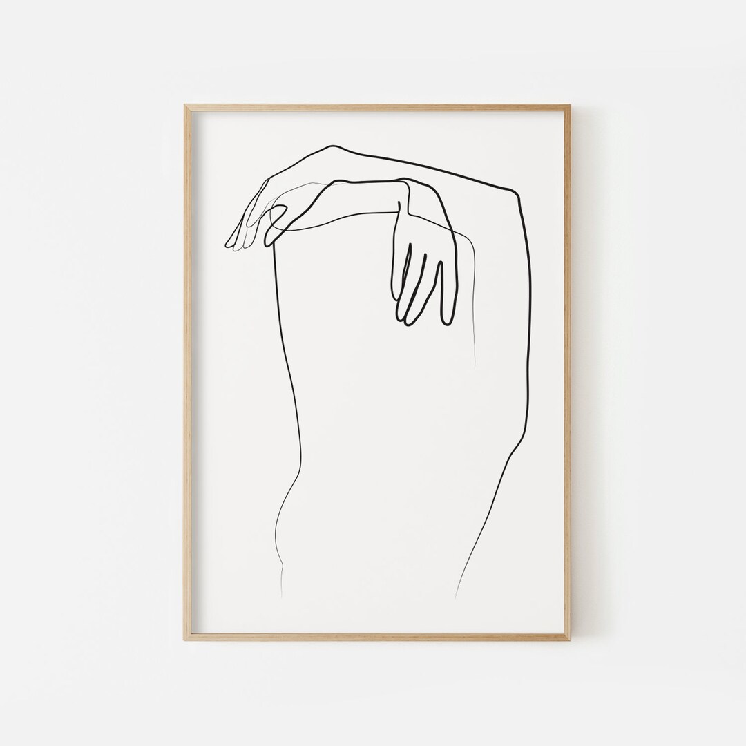 Printable Hands Wall Art, Abstract Female Hands Line Drawing, Fine Line ...