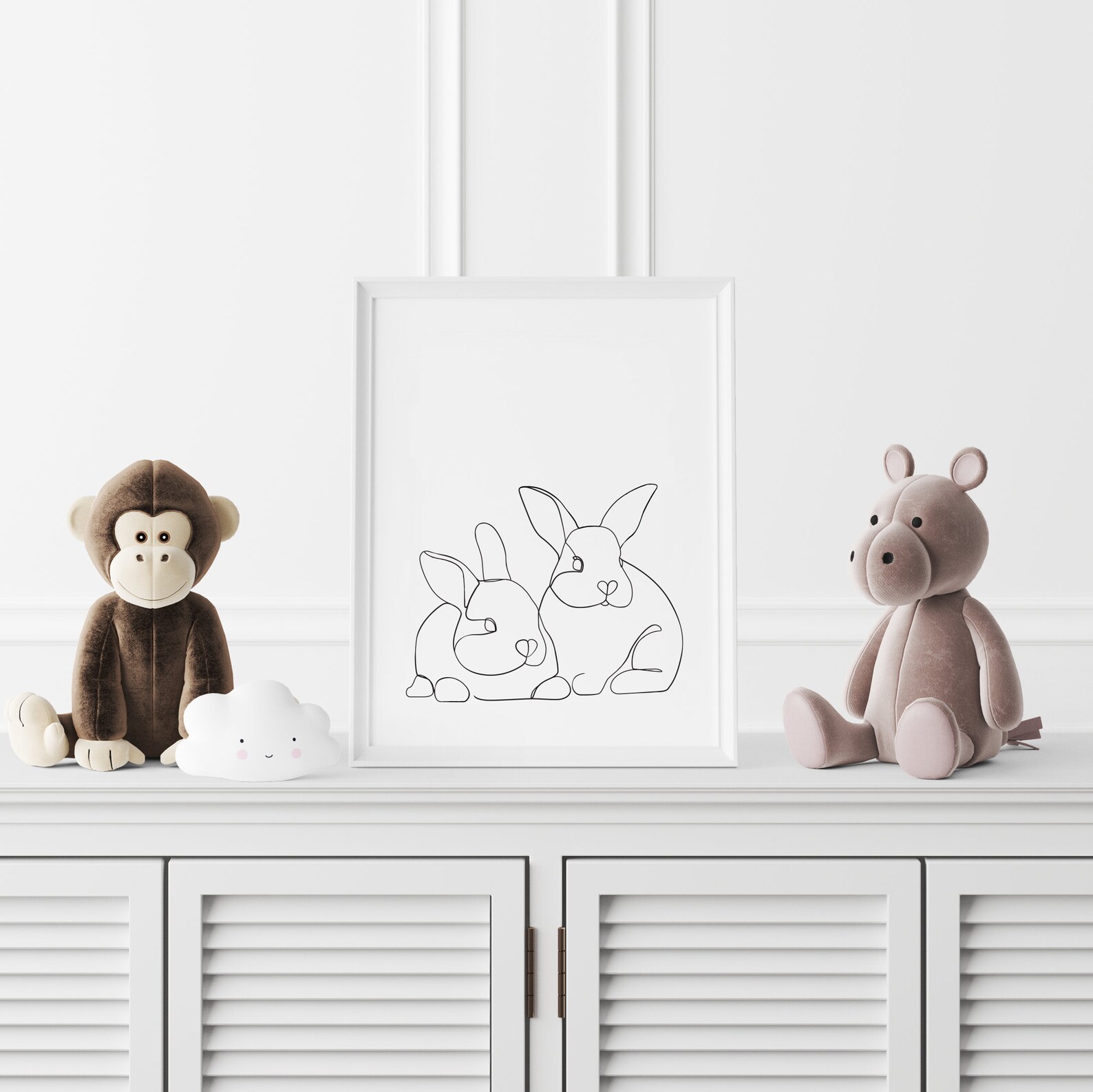 Minimalist Nursery Line Art Baby Bunny Line Drawing Nursery - Etsy