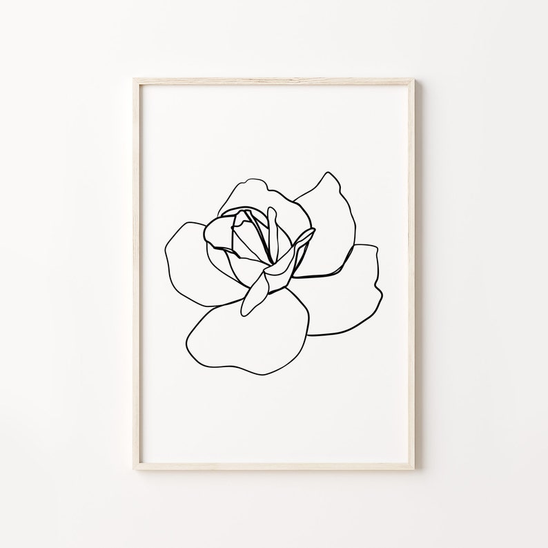 Abstract Rose Sketch Flower Line Drawing Rose Poster Rose - Etsy