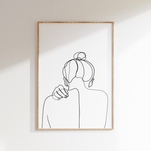 Woman Back Drawing, Female Art Print, One Line Art, Printable Wall Art ...