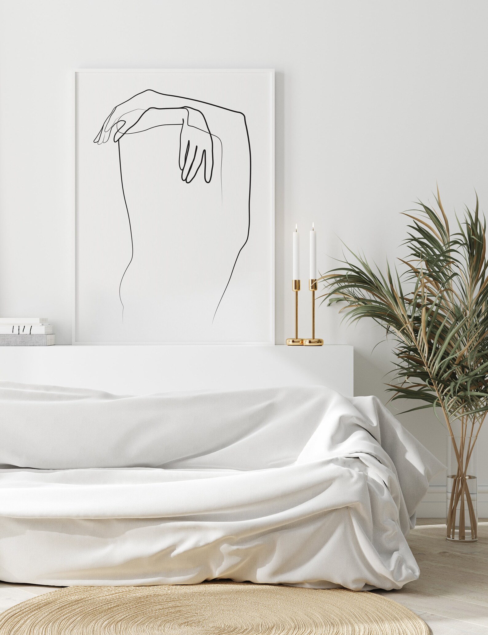 Printable Hands Wall Art Abstract Female Hands Line Drawing | Etsy