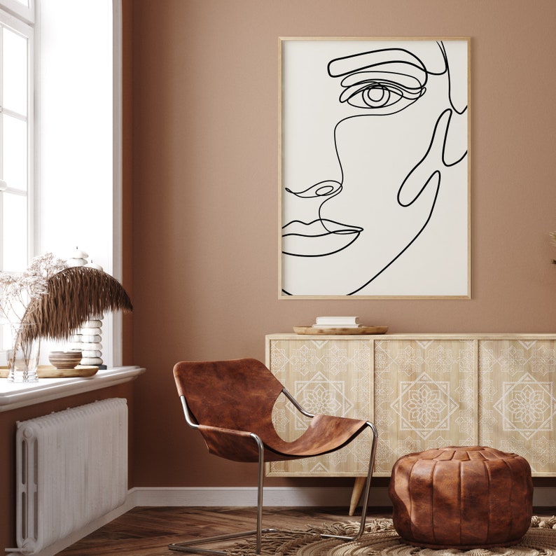 Abstract Face Line Drawing Printable Female Form Art Poster Etsy Canada