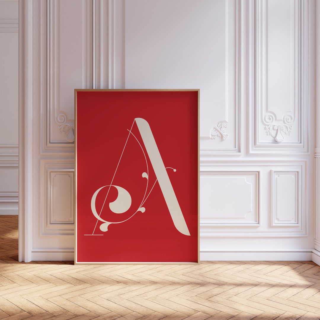 Letter A Poster, Initial Wall Art, A Letter Print, Initial A, Monogram ...