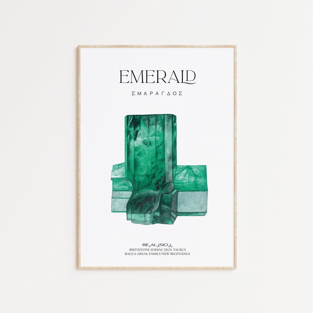 Emerald Printable Poster Crystal Wall Art Taurus Birthstone - Etsy
