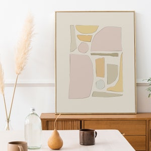 Pastel Decor, Neutral Abstract Art Printable Poster, Geometric Figures ...