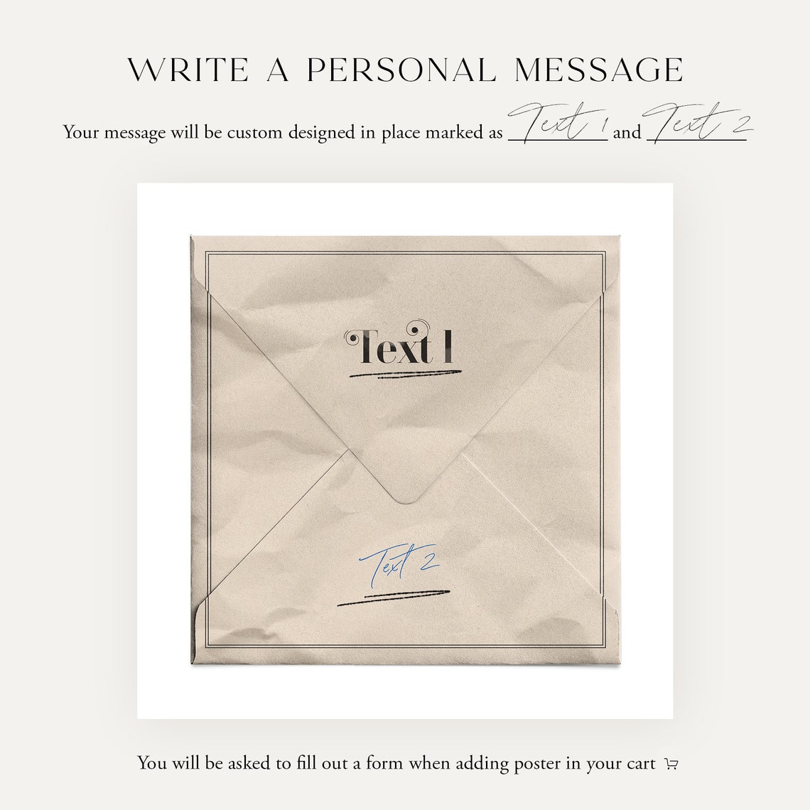 Custom text print on vintage envelope Custom quote print | Etsy