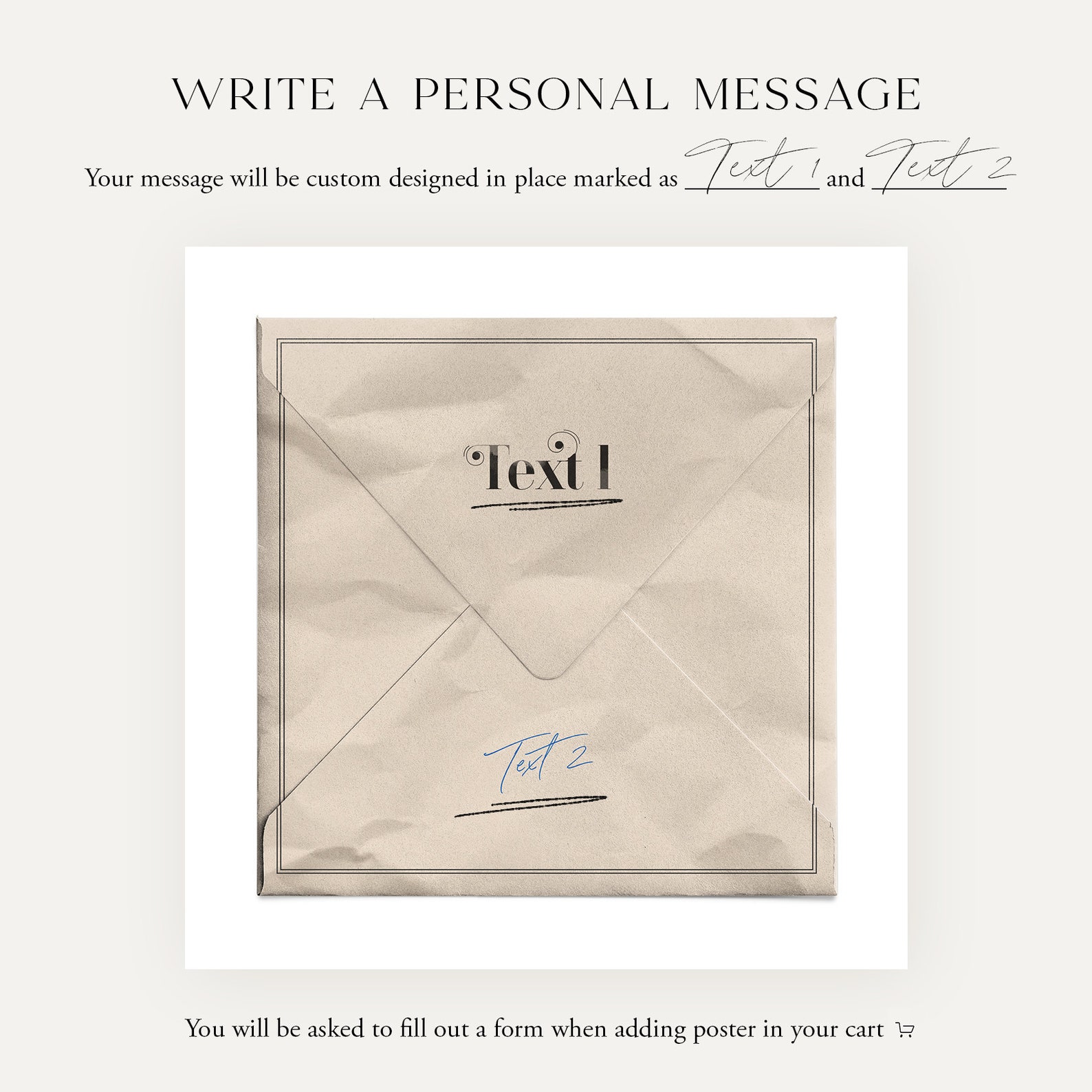 Custom text print on vintage envelope Custom quote print | Etsy